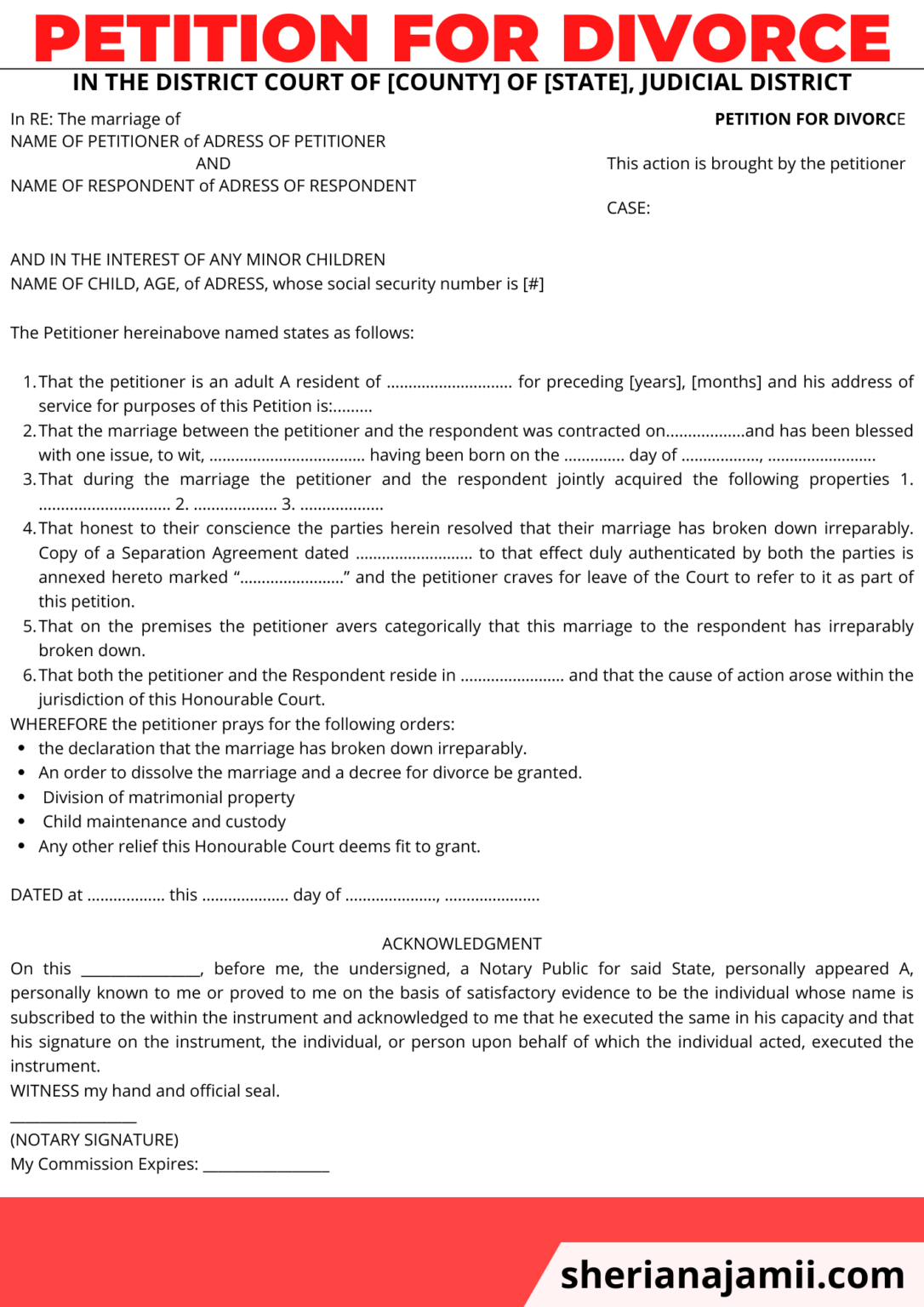 Petition For Divorce 2025 (guide + Free Sample) | Sheria Na Jamii