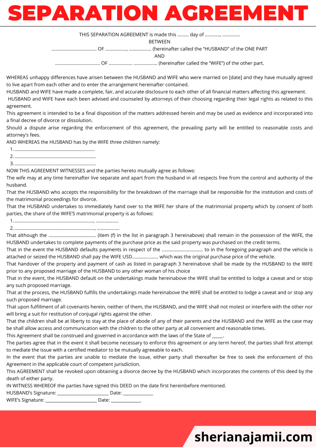 Separation Agreement 2024 (guide + Free Template) | Sheria Na Jamii