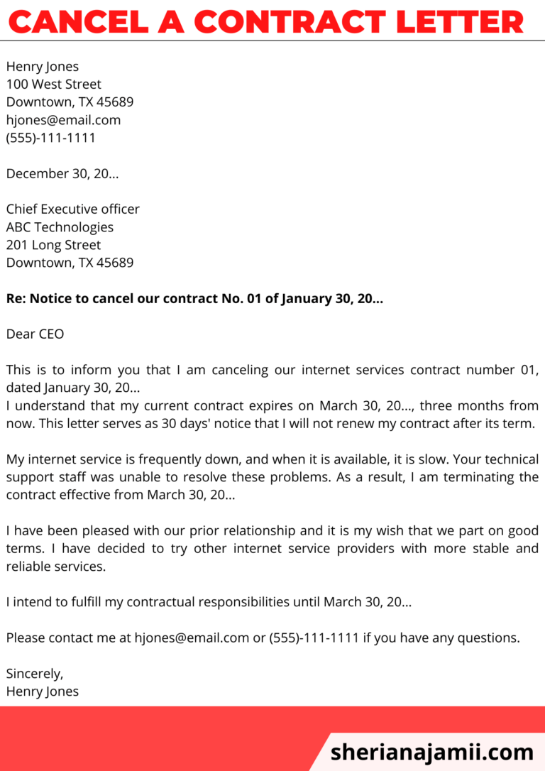 Contract Cancellation Letter 2024 (guide & Samples) | Sheria Na Jamii