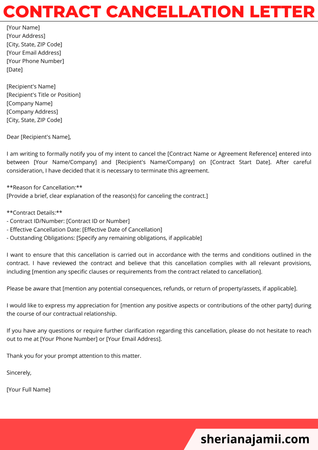 Contract Cancellation Letter 2024 (guide & Samples) | Sheria Na Jamii