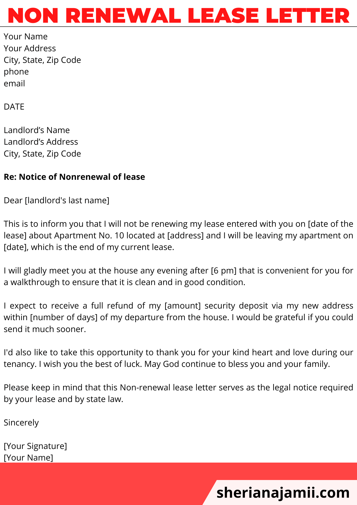 Non renewal Lease Letter 2023 guide Free 2 Samples Sheria Na Jamii