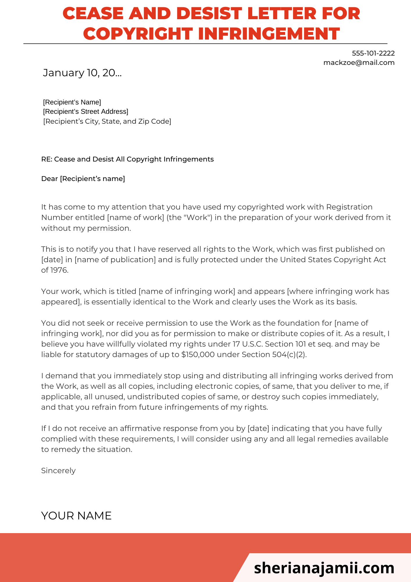 Cease And Desist Letter For Copyright Infringement 2023 guide Free 