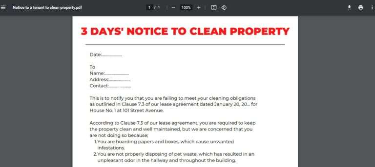 Notice To Tenant To Clean Property 2025 (guide + Free Samples) | Sheria ...