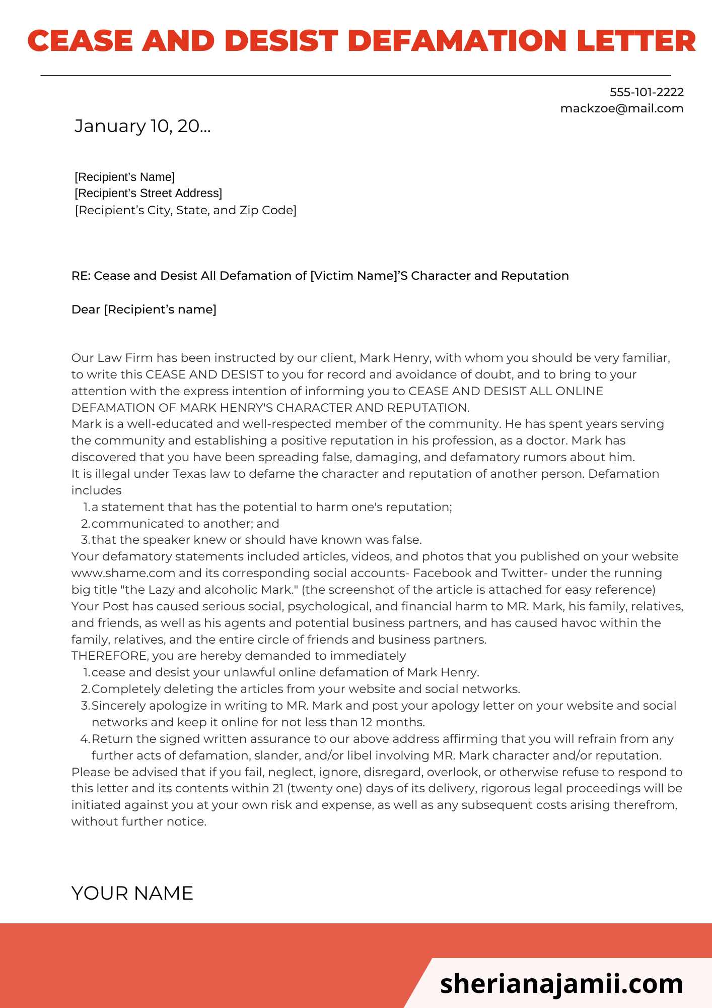 Cease And Desist Defamation Letter 2023 guide Samples Sheria Na Jamii