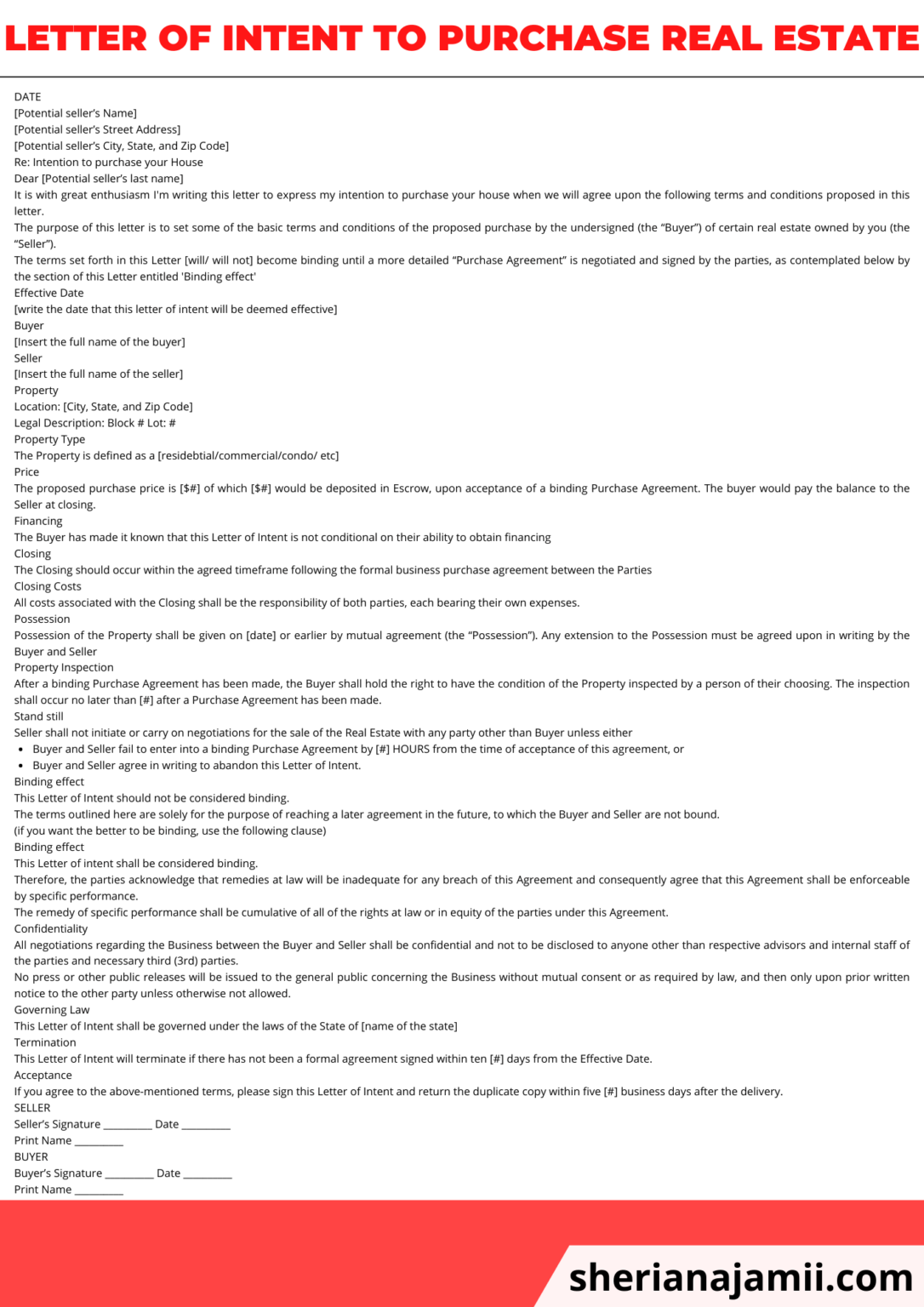 Free Sample Letter Of Intent To Purchase Real Estate [2024] | Sheria Na ...