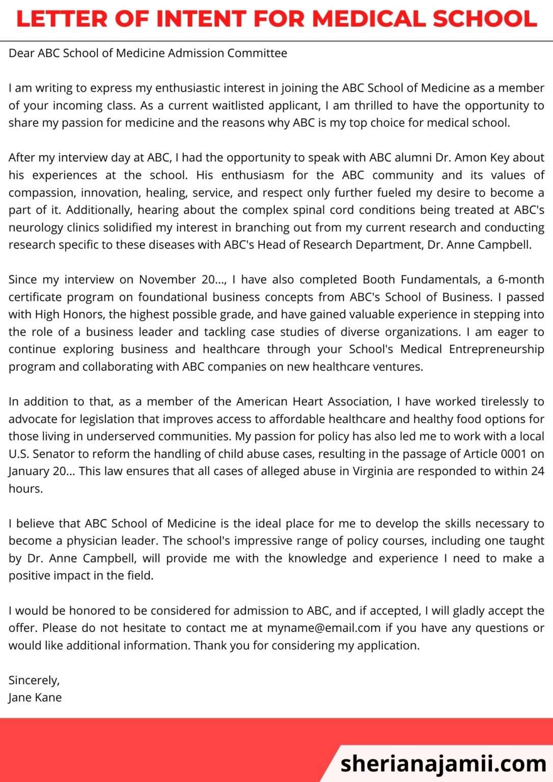Letter Of Intent For Medical School 2025 (guide + Free Examples ...