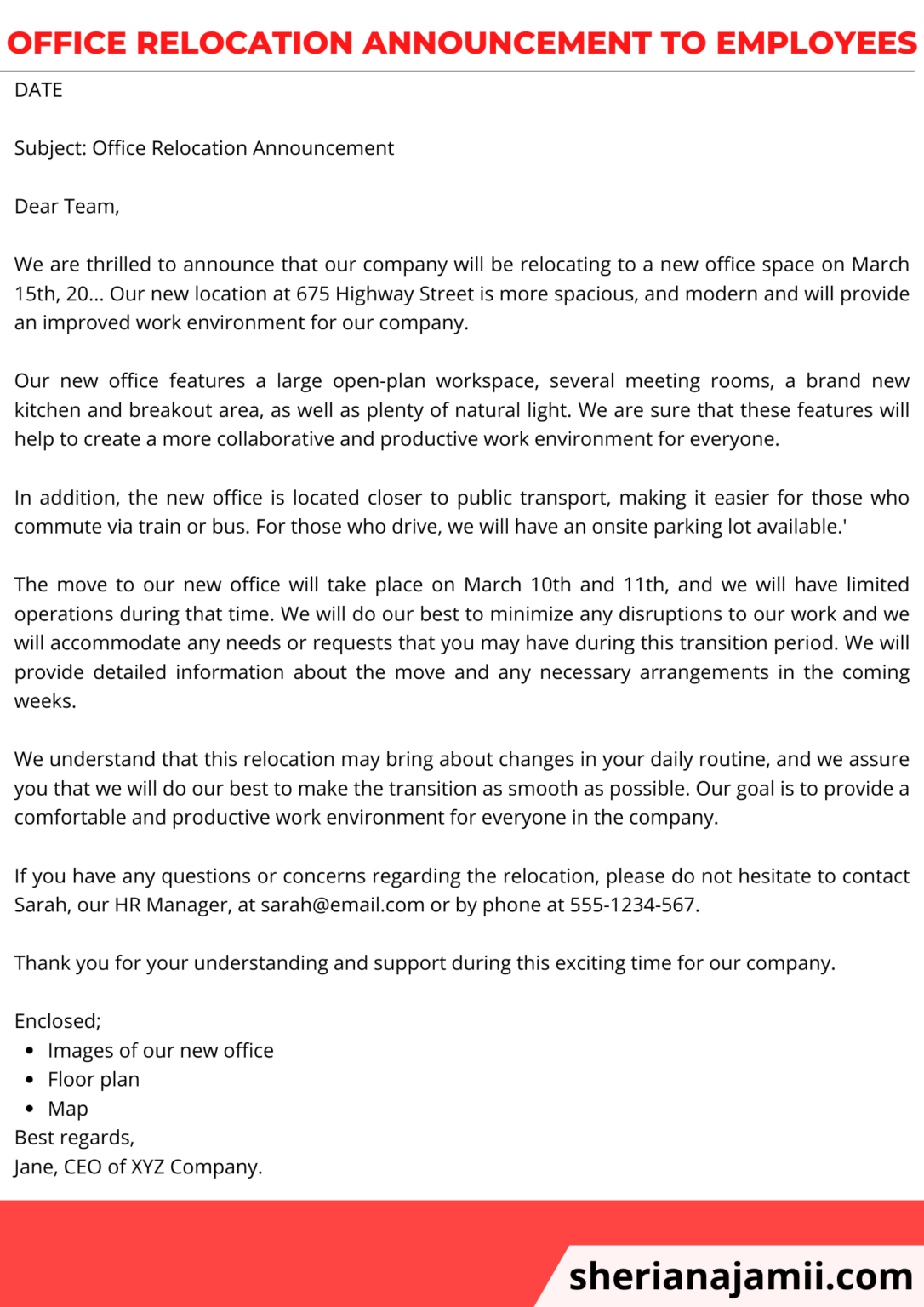 Office Relocation Letter 2025 (guide + Free Samples) | Sheria Na Jamii