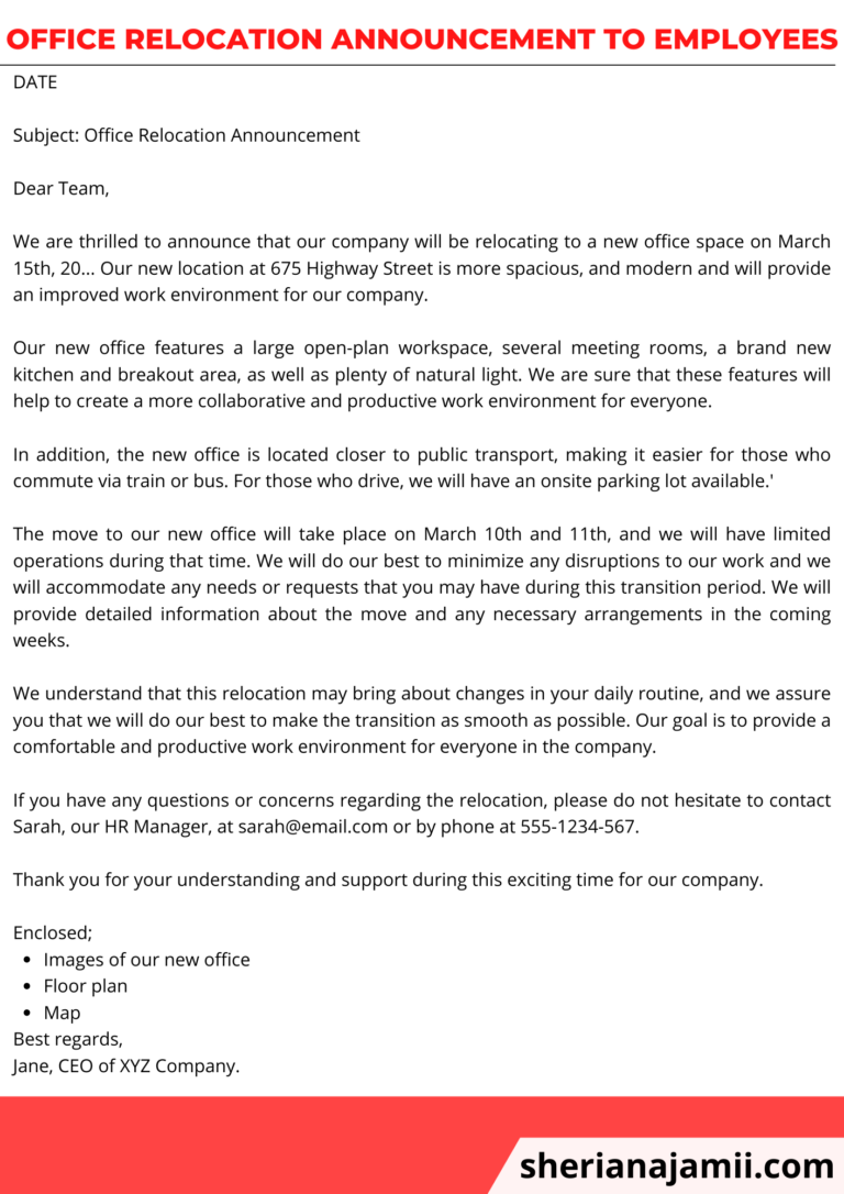 Office Relocation Letter 2024 (guide + Free Samples) | Sheria Na Jamii