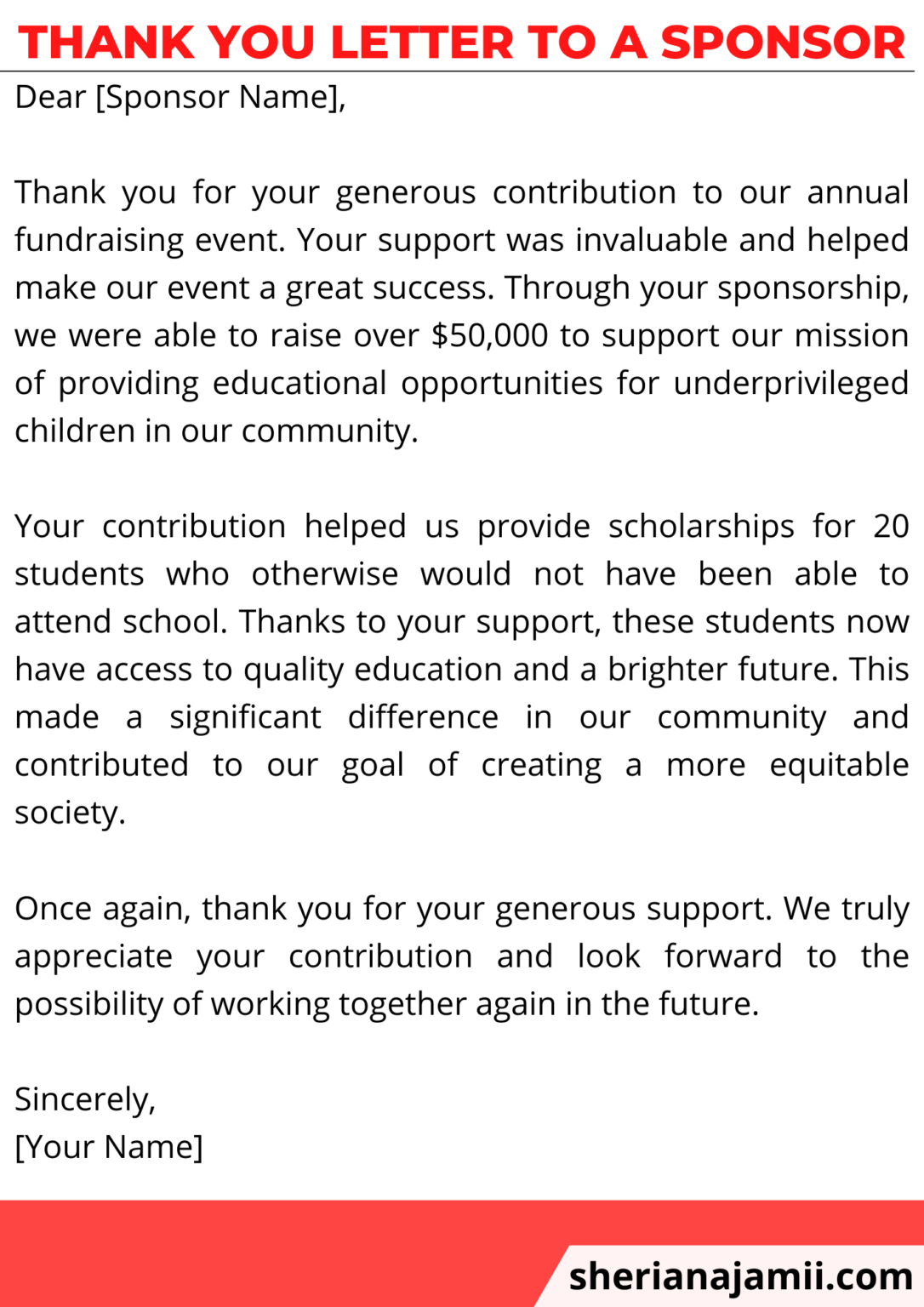Thank You Letter To A Sponsor 2024 (guide + Free Examples) | Sheria Na ...