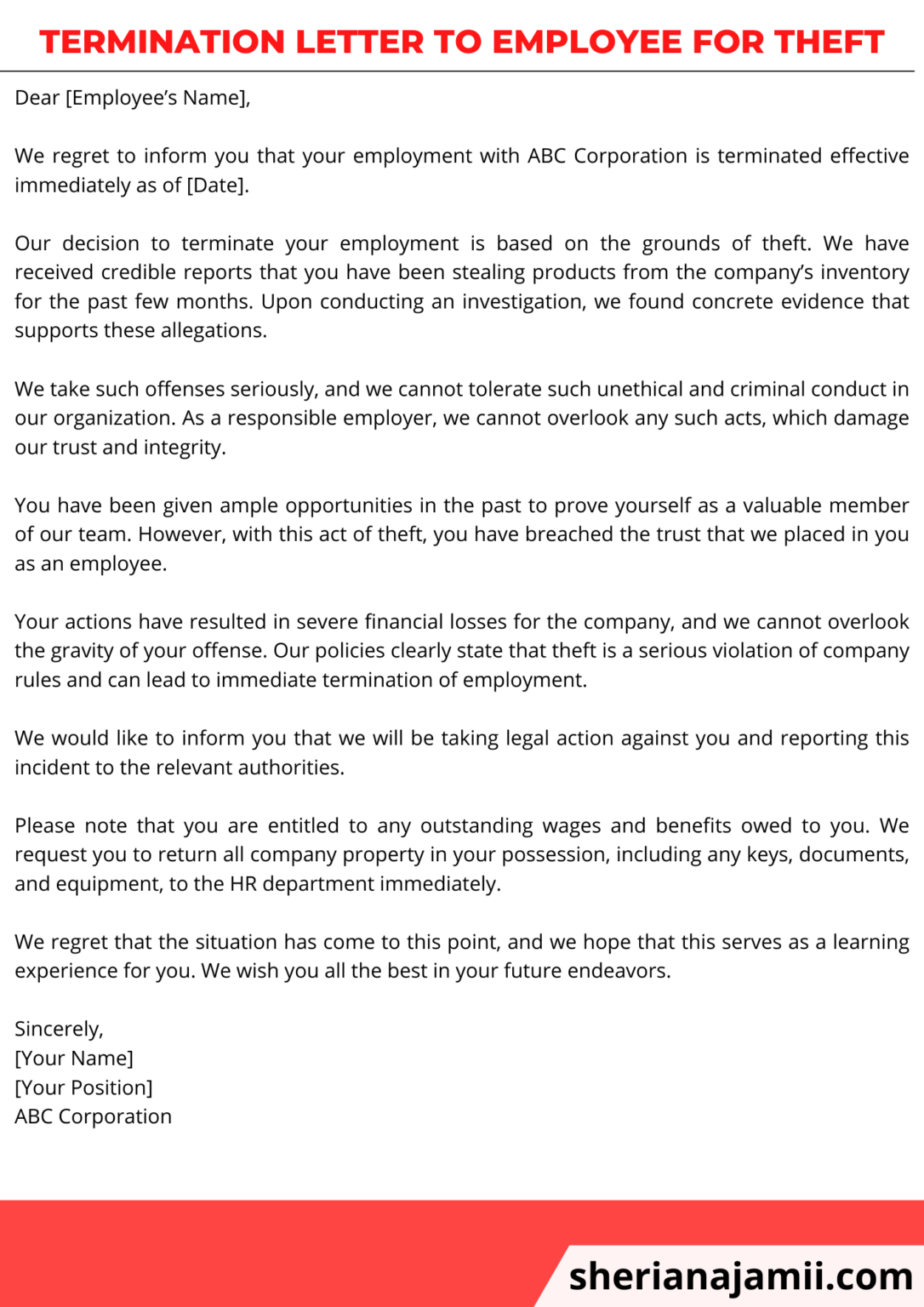 Termination Letter To Employee For Theft 2025 (guide + Free Samples ...