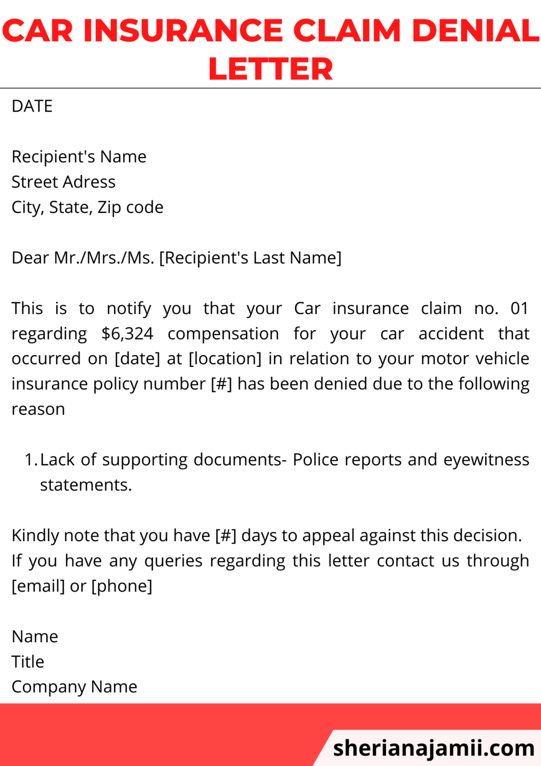 Insurance Claim Denial Letter 2025 (guide + Free Samples) | Sheria Na Jamii