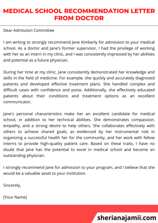 Free Medical School Recommendation Letter Samples [2024] | Sheria Na Jamii