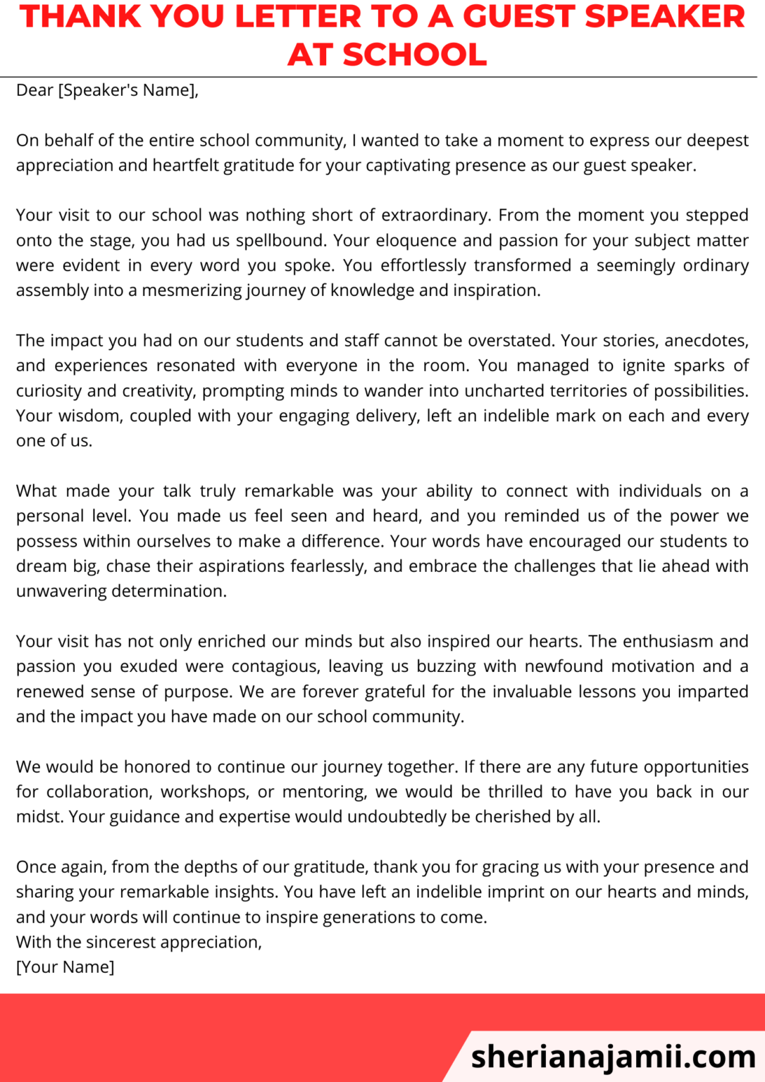 Thank You Letter To A Guest Speaker At School 2025 (guide + Free ...