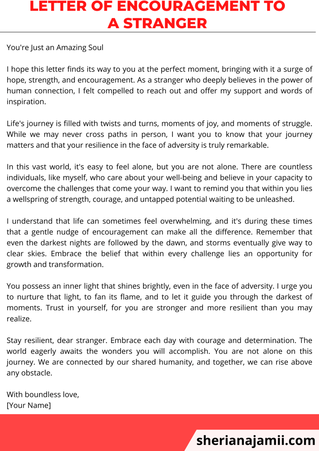 Letter Of Encouragement To A Stranger 2025 (guide + Examples) | Sheria ...