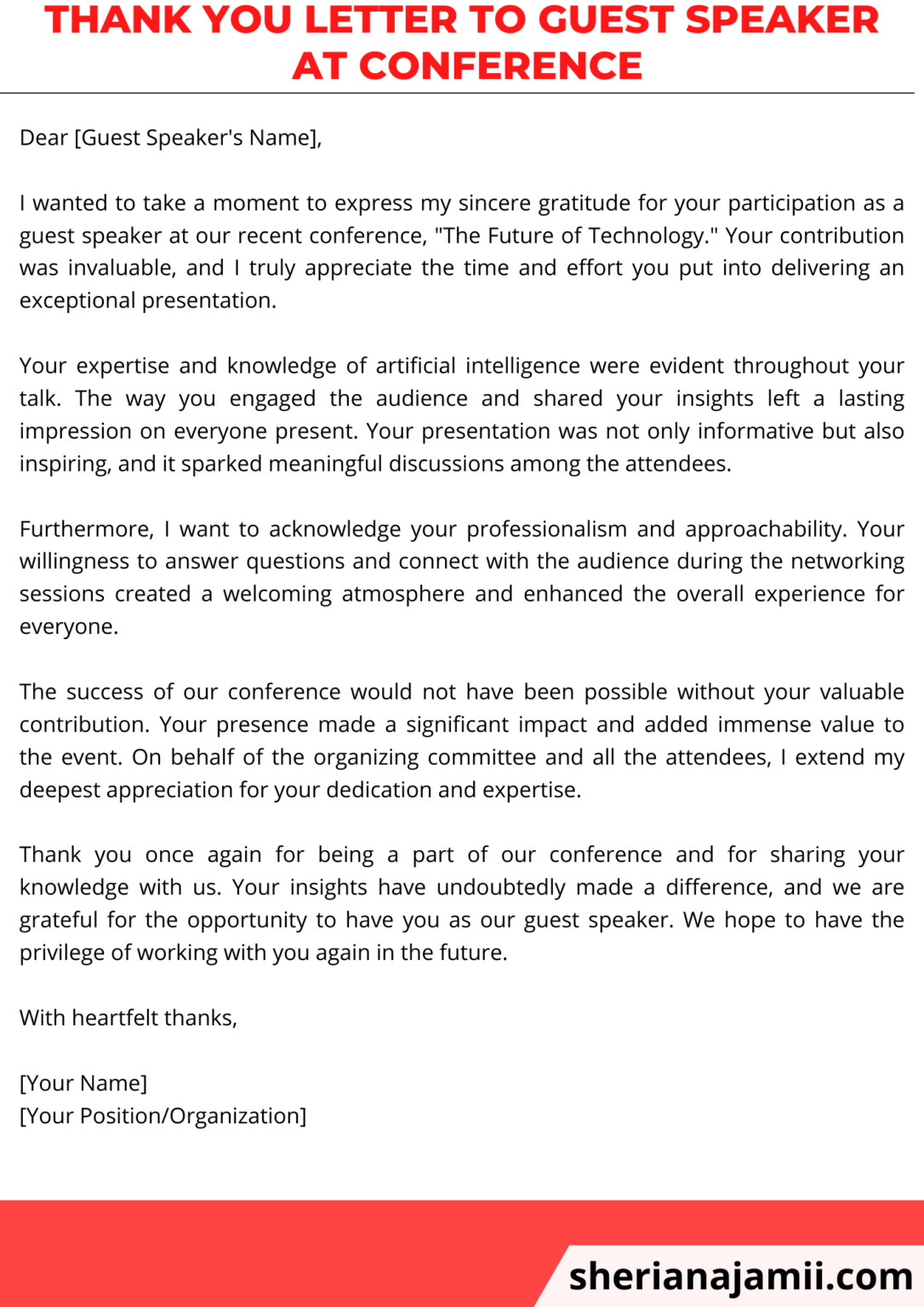 Thank You Letter To A Guest Speaker At Conference 2025 (guide ...