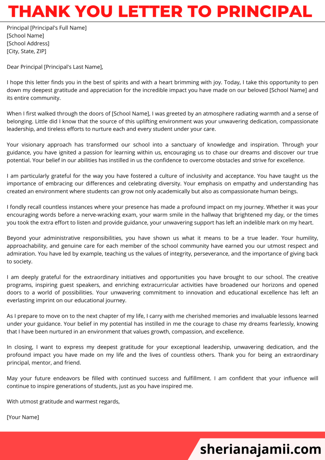 Thank You Letter To Principal 2025 (guide + Free Samples) | Sheria Na Jamii