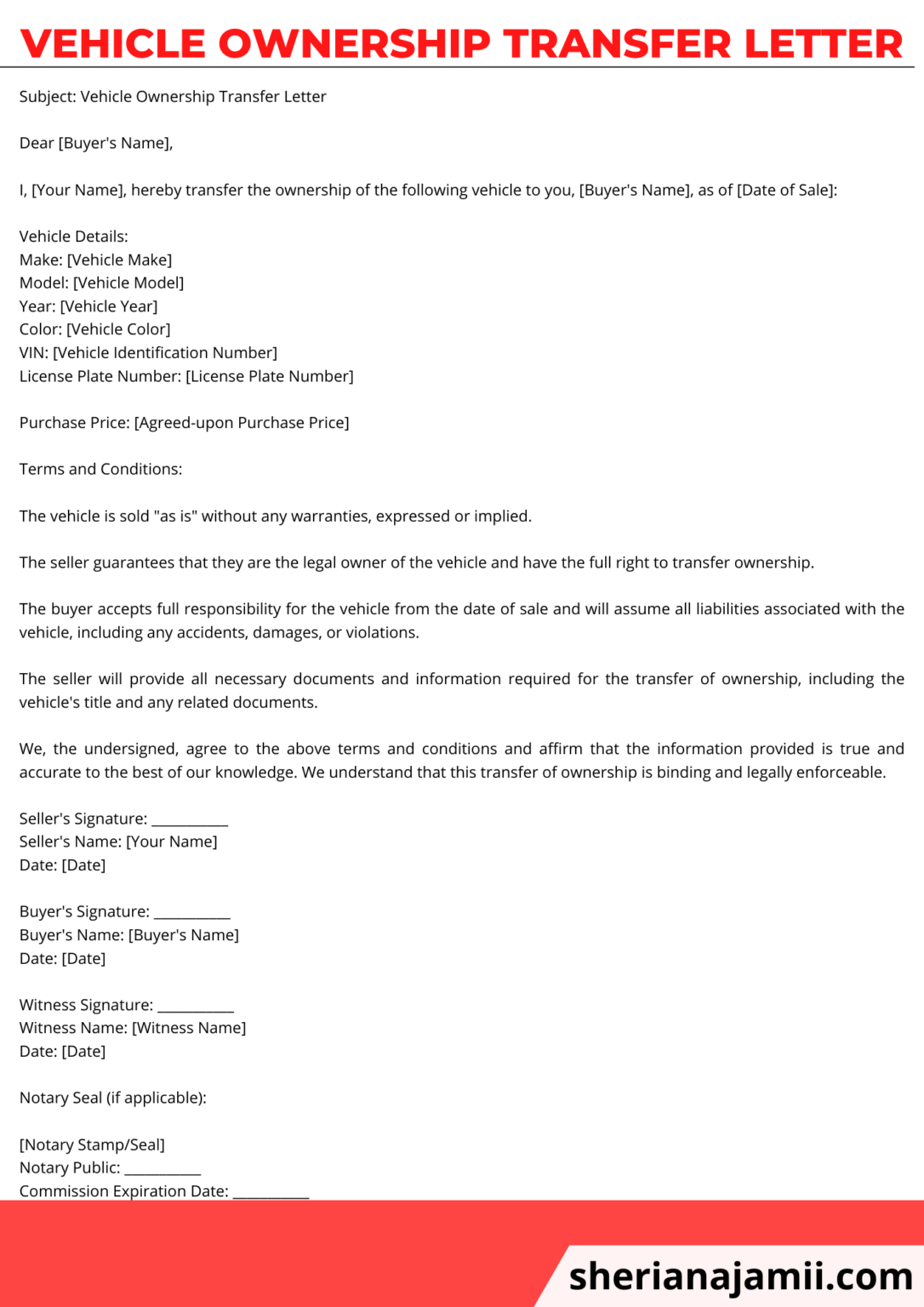 Vehicle Ownership Transfer Letter 2025 (guide + Free Samples) | Sheria ...
