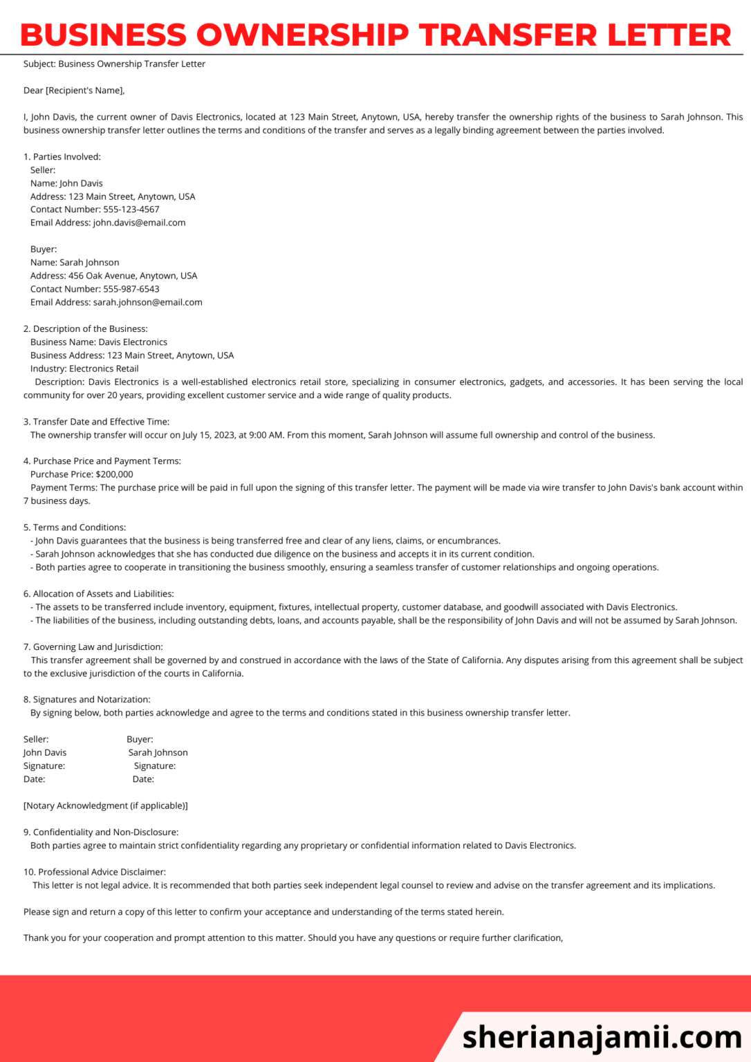 Business Ownership Transfer Letter 2025 (guide + Free Samples) | Sheria ...