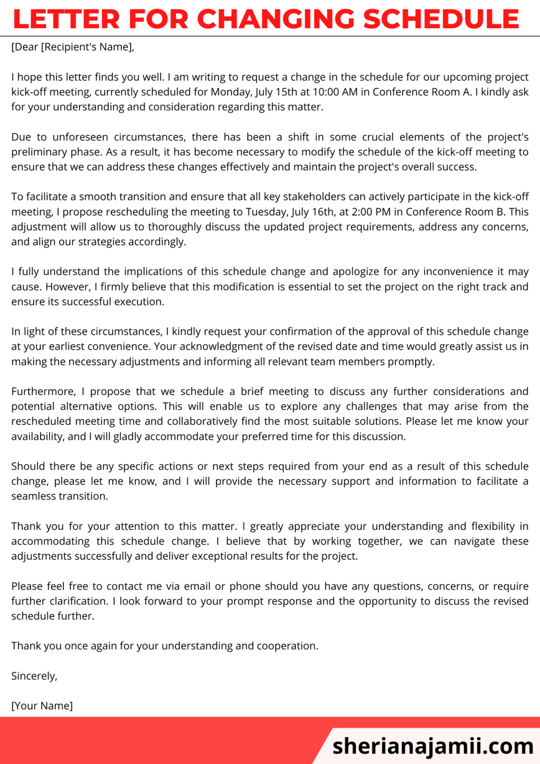 Letter For Changing Schedule 2025 (guide + Free Examples) | Sheria Na Jamii