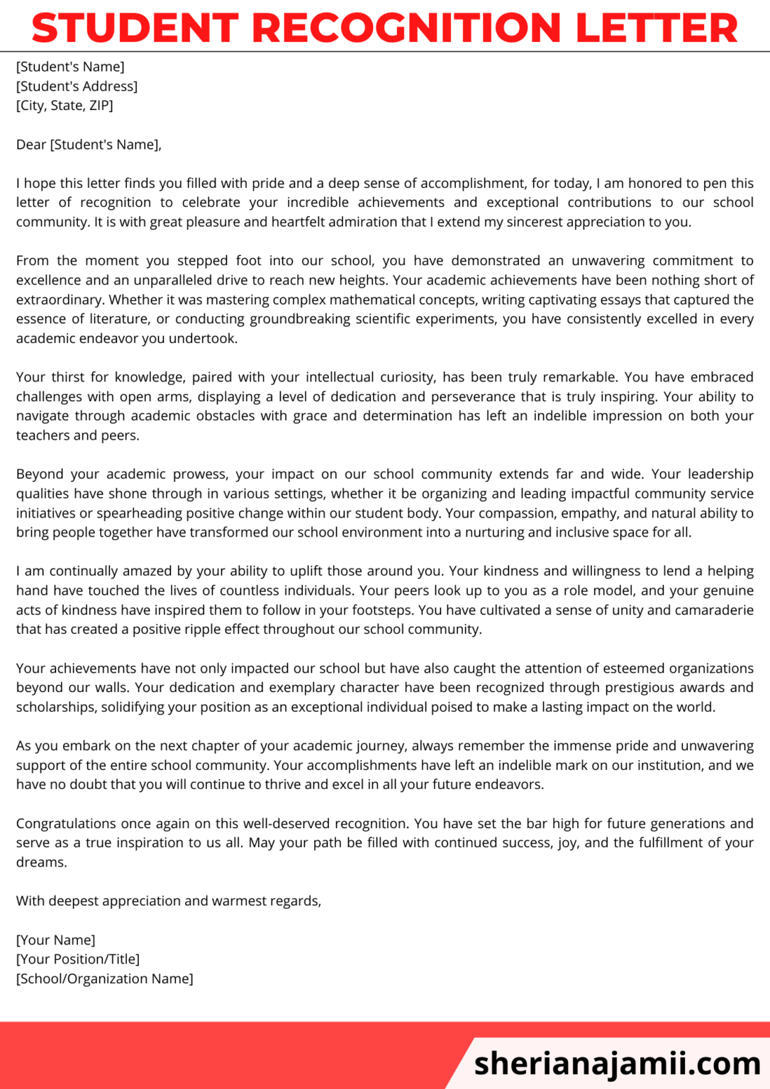 Student Recognition Letter 2025 (guide + Free Examples) | Sheria Na Jamii