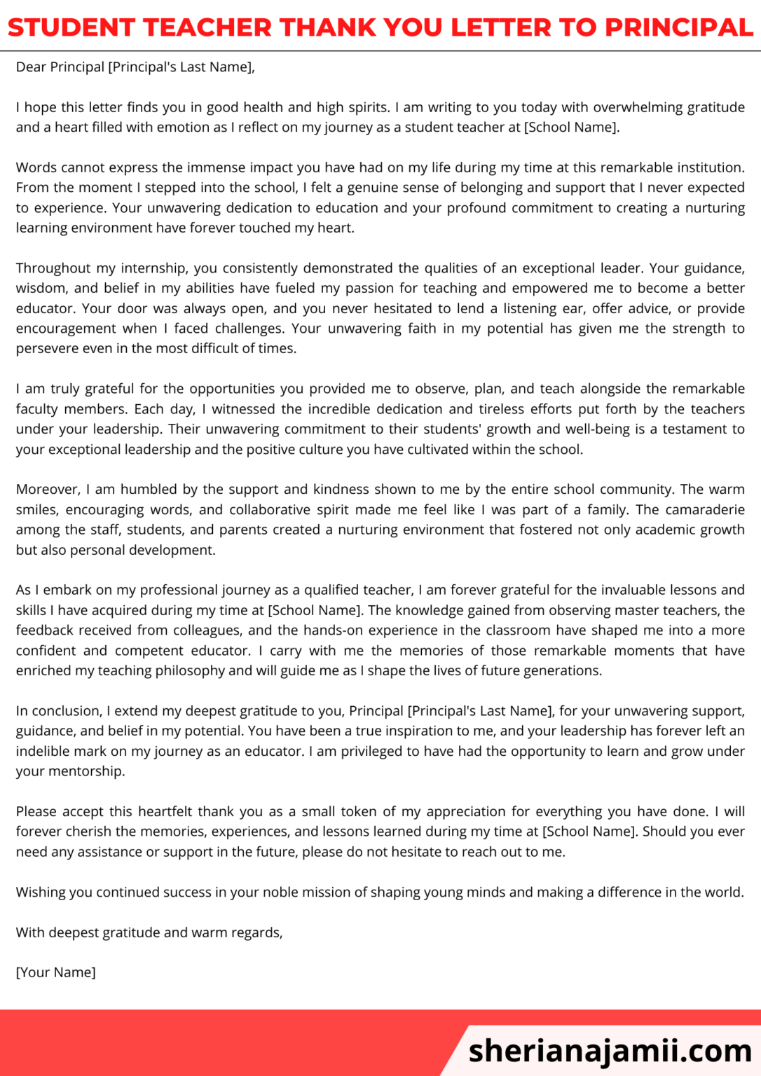 Student Teacher Thank You Letter To Principal [2025] | Sheria Na Jamii
