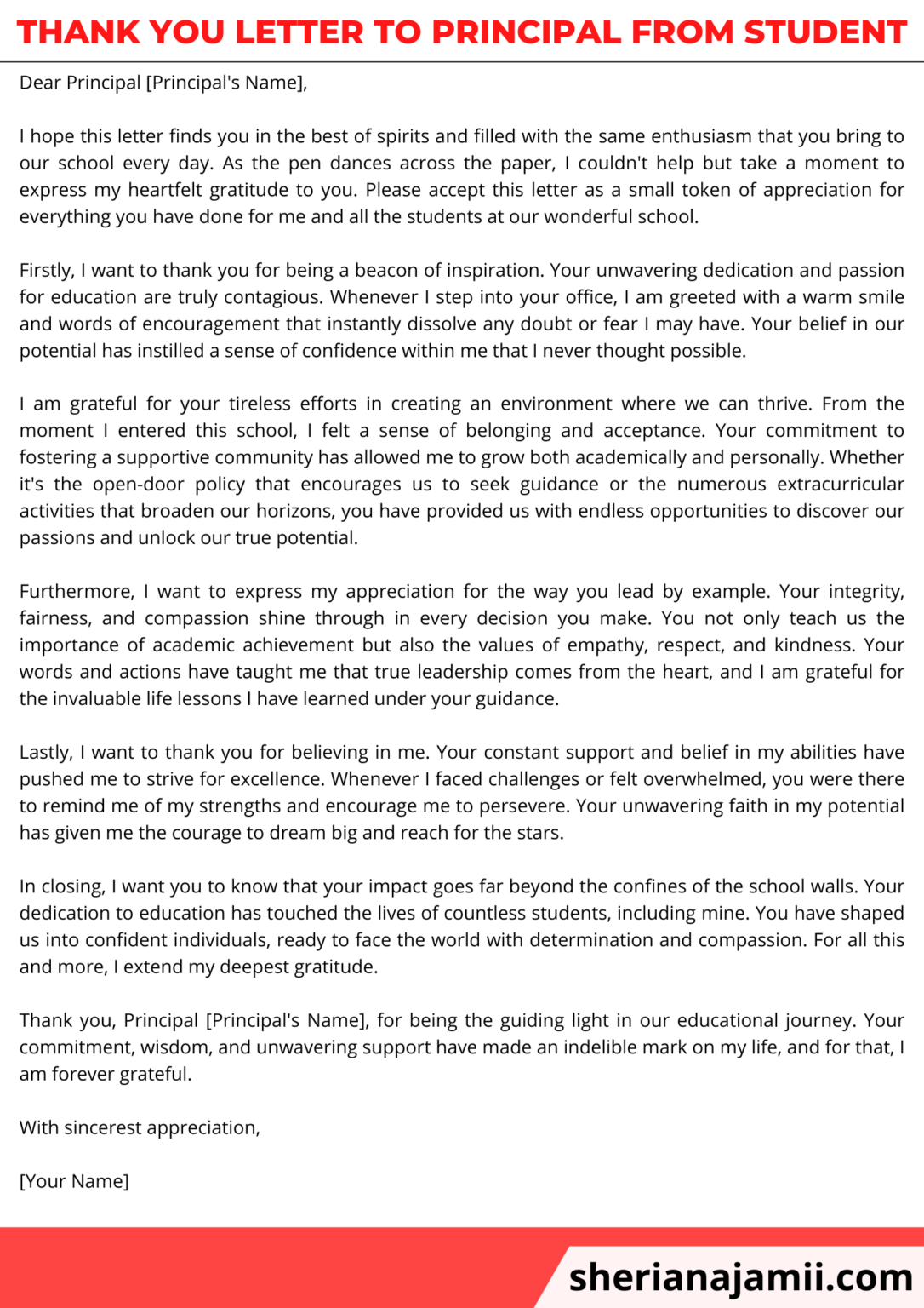 Thank You Letter To Principal From Student 2026 | Sheria Na Jamii