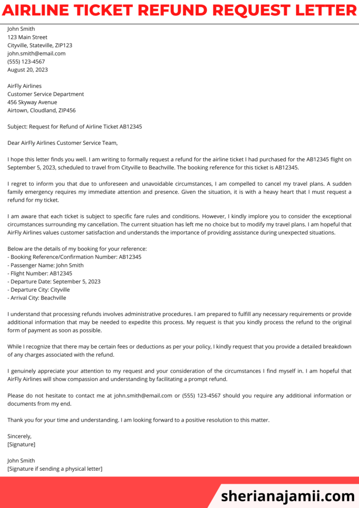 Airline Ticket Refund Request Letter 2023 Sheria Na Jamii