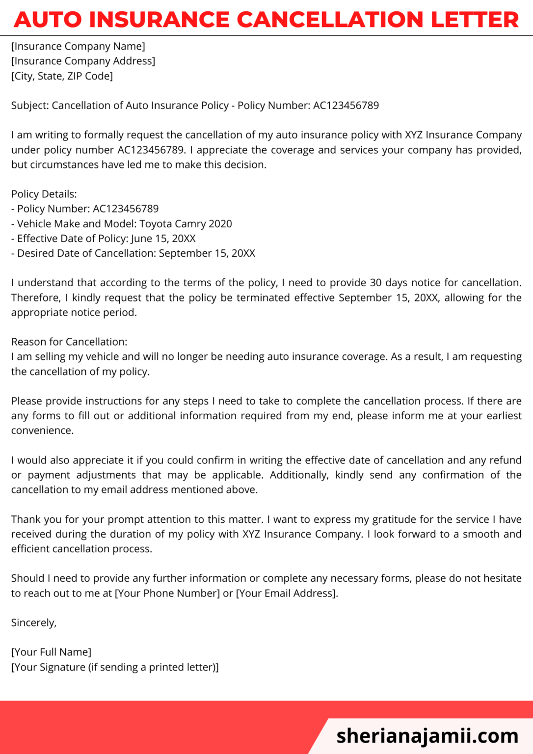 Free Auto Insurance Cancellation Letter [2025] | Sheria Na Jamii