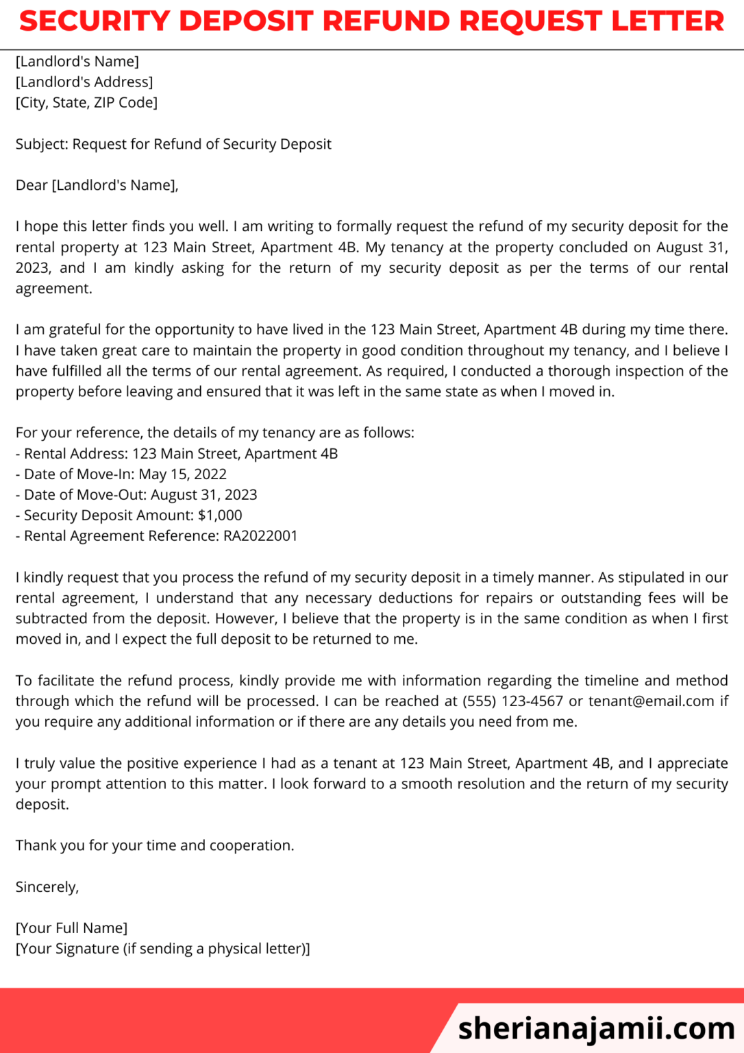Security Deposit Refund Request Letter 2026 | Sheria Na Jamii