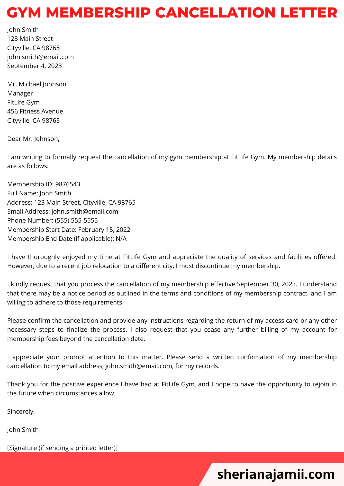 Free Gym Membership Cancellation Letter Samples 2023 Sheria Na Jamii
