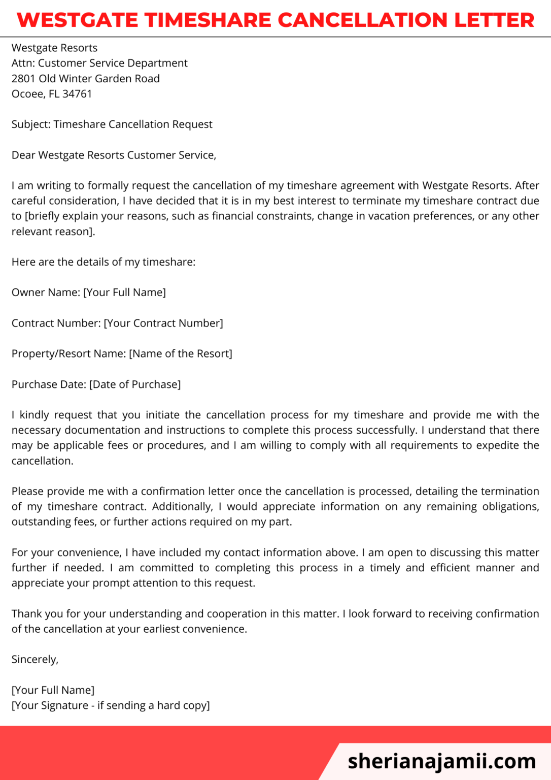 Westgate Timeshare Cancellation Letter 2025 (guide+sample) | Sheria Na ...
