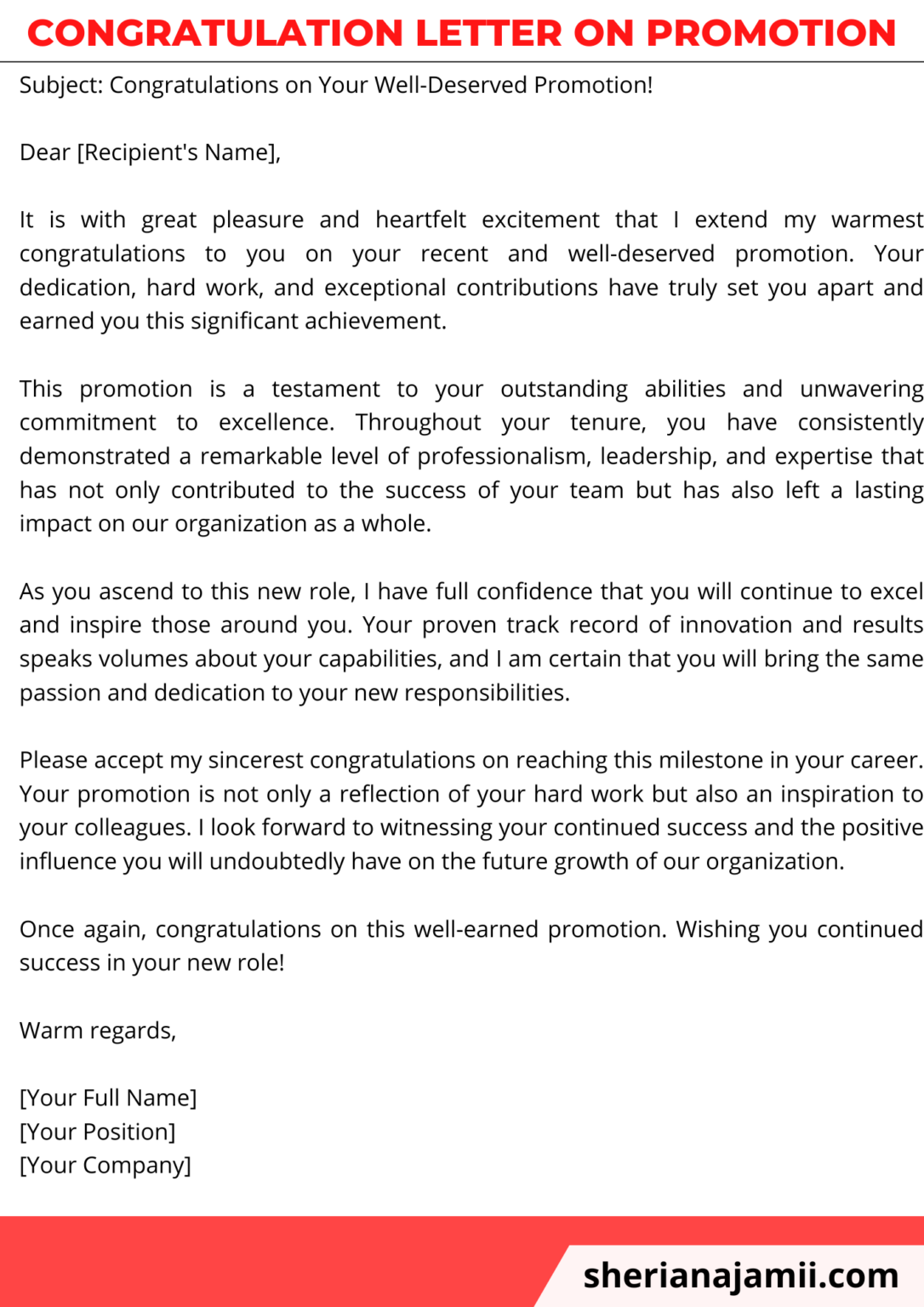 Congratulation Letter On Promotion [messages 2025] | Sheria Na Jamii