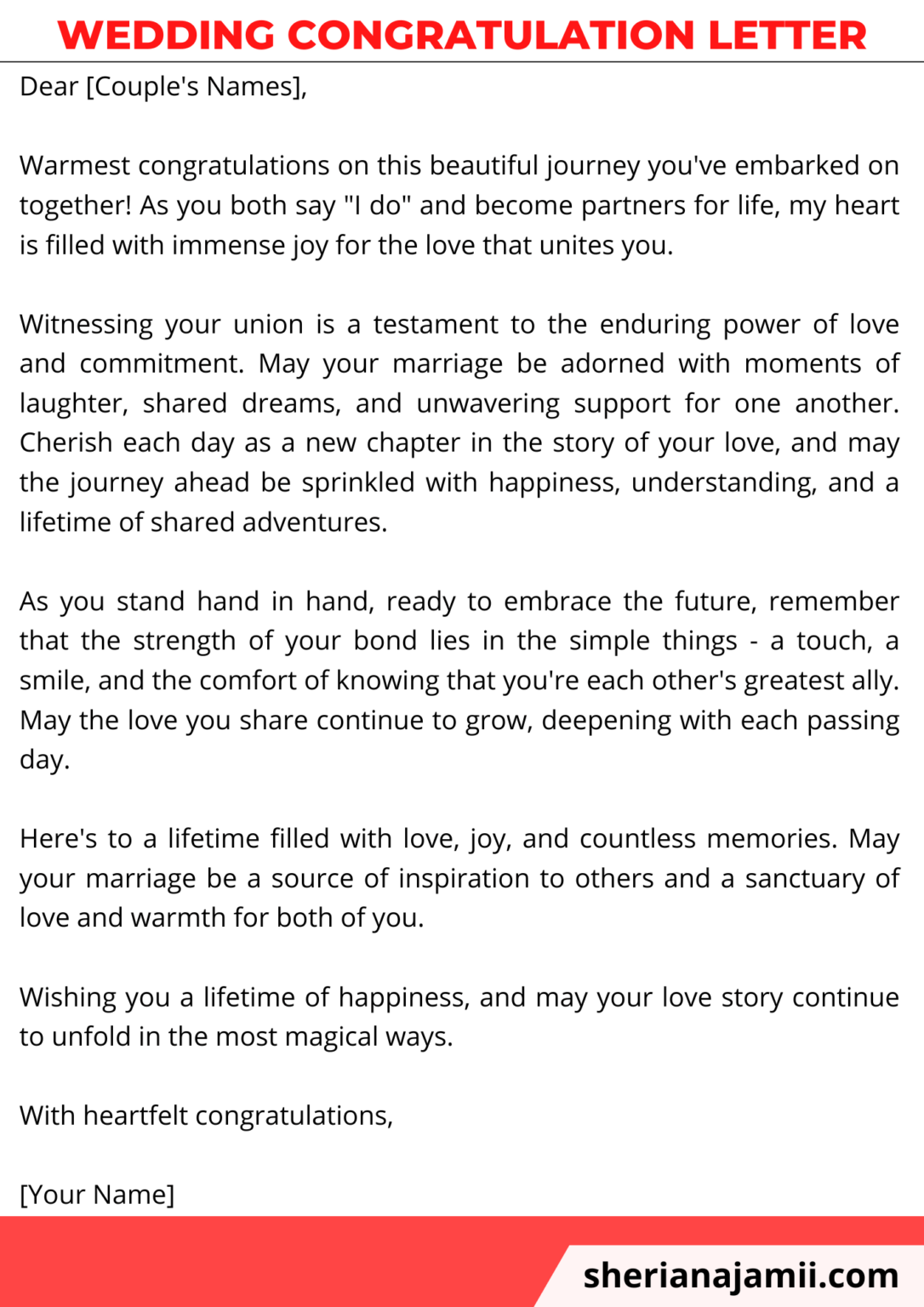 Wedding Congratulation Letter 2025 [samples] | Sheria Na Jamii